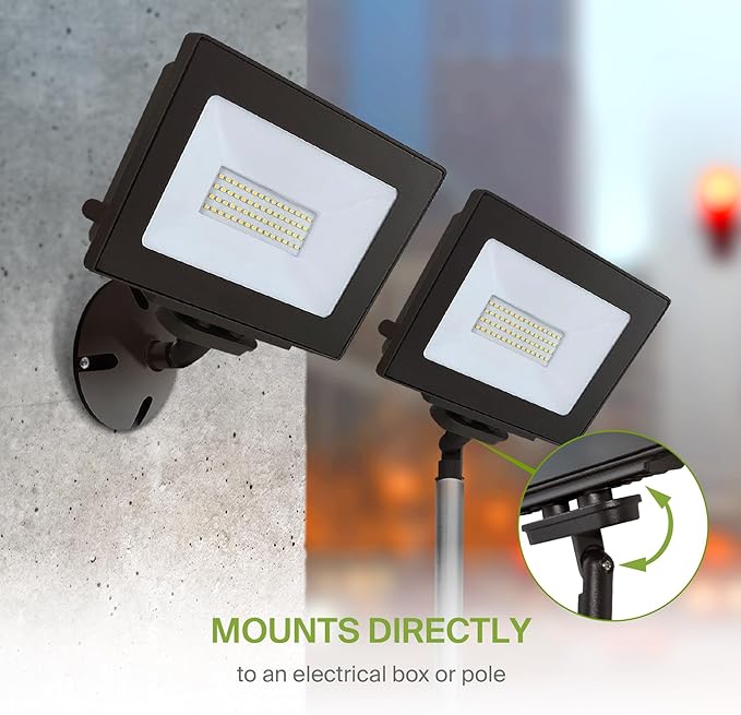 2 PACK ASD-FLSL-50N50A-BZ-2pack 50W LED Outdoor Flood Light 120V 5100 ...